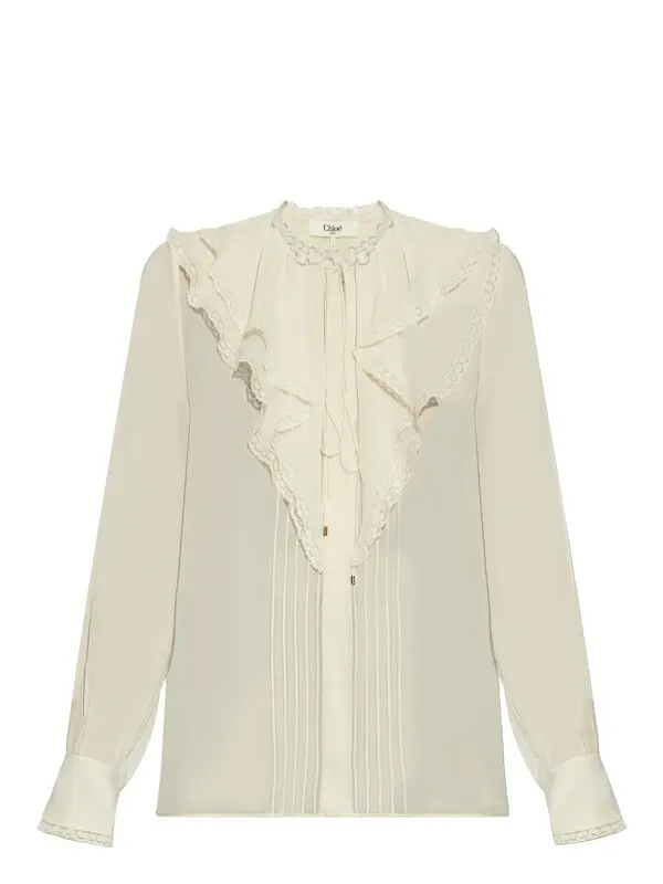 Chloé Silk Blouse With Lace Trim - Cream