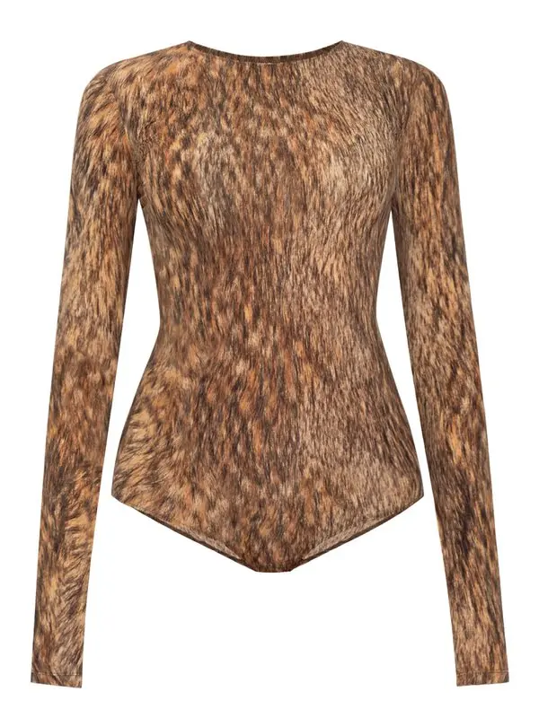 MAISON MARGIELA Animal Print Bodysuit - Brown