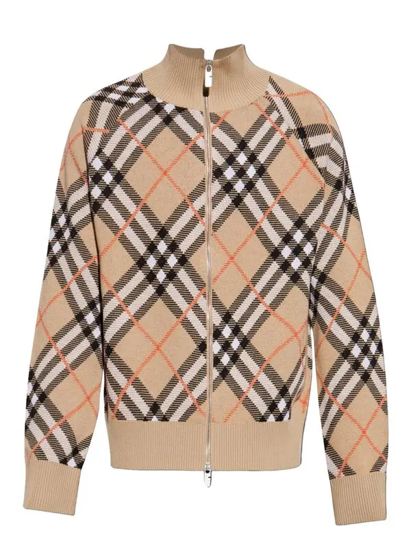 Burberry Checked Knit Cardigan - Beige