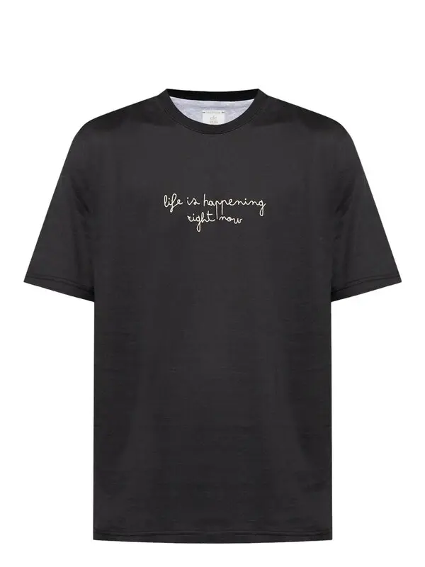 Eleventy T-shirt With Embroidery - Black