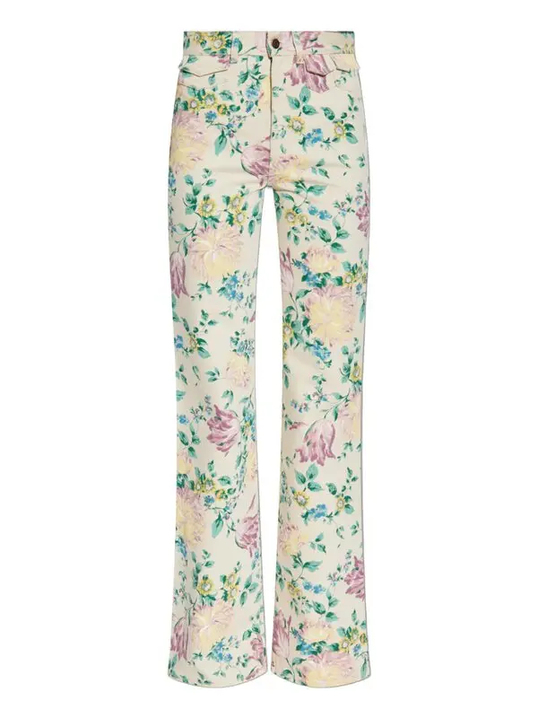 Chloé Floral Motif Jeans - Cream