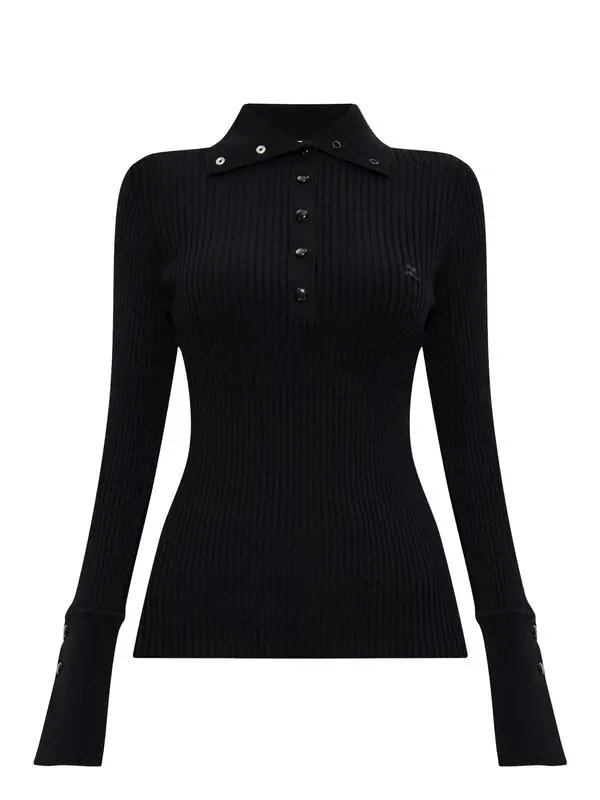 COURREGES Ribbed Top - Black