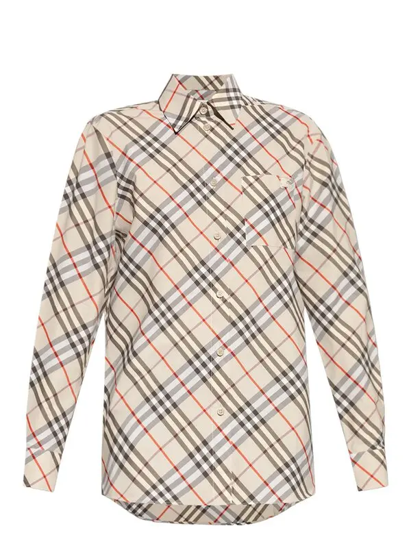 Burberry Checked Cotton Shirt - Cream