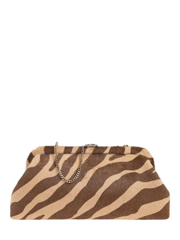 JIMMY CHOO Skylar Animal Print Clutch - Brown