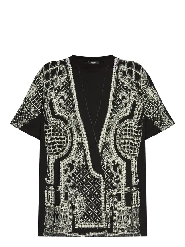 Balmain Oversize T-shirt With Geometric Print - Black