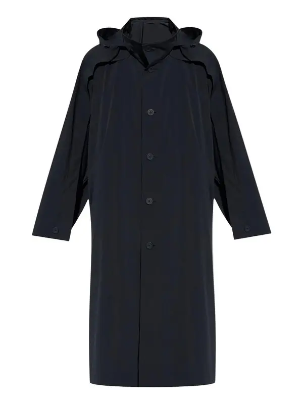 Issey Miyake Stand Collar Coat - Navy Blue