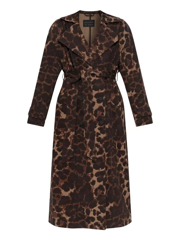 ALLSAINTS Abel Animal Print Trench Coat - Brown