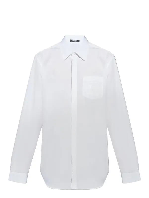 Balmain Cotton Shirt With Pocket - White