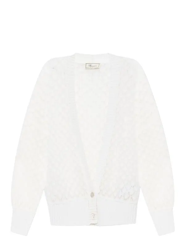 Blumarine Mohair-trimmed Openwork Knit Cardigan - White