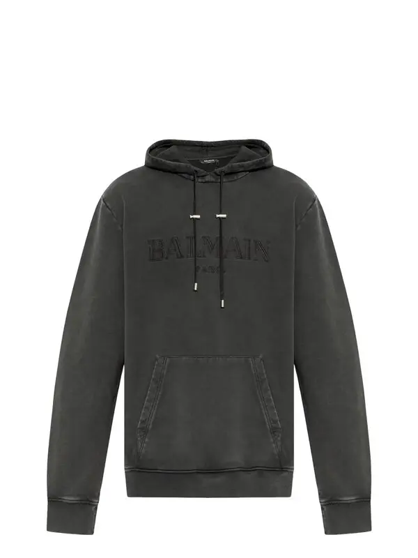 Balmain Hooded Cotton Sweatshirt - Black