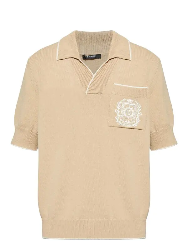 Balmain Polo With Pocket - Beige