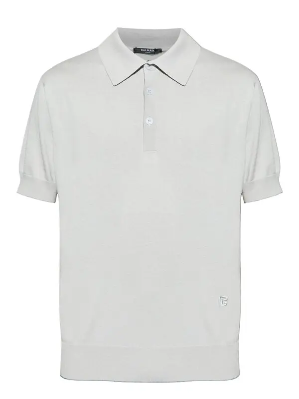 Balmain Polo With Embroidered Logo - Grey