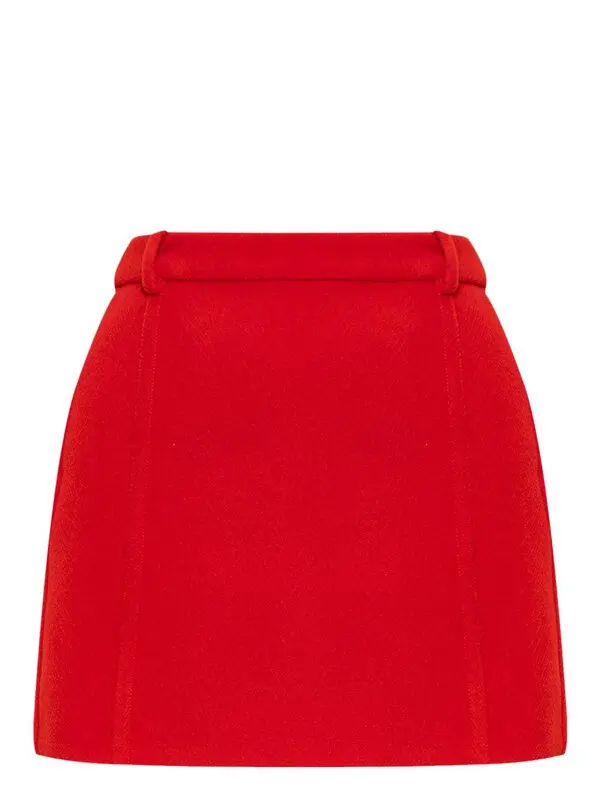 JIL SANDER Wool A-line Skirt - Red
