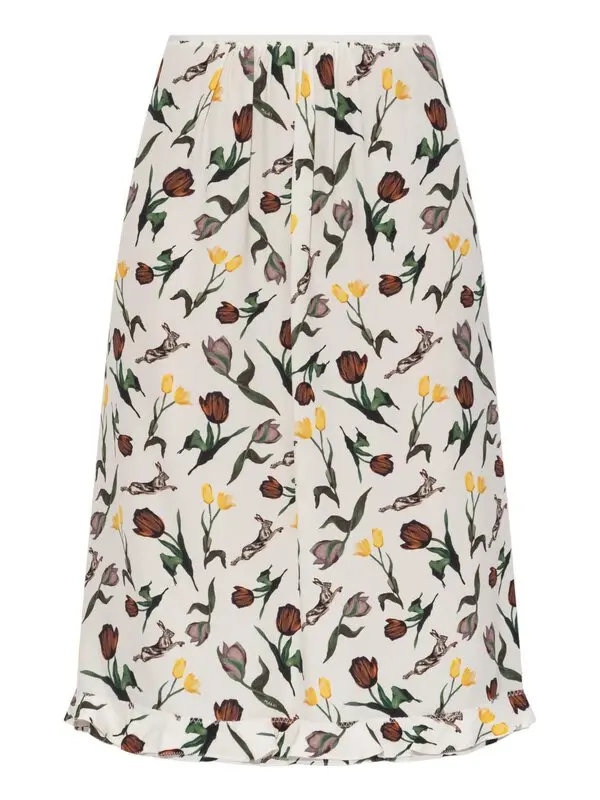 Marni Floral Print Midi Skirt - White