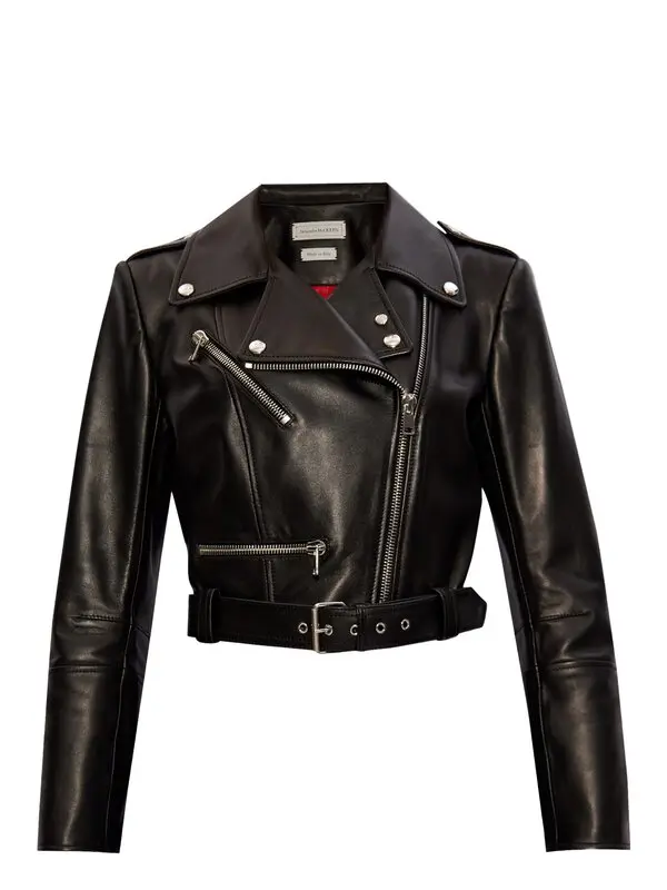 Alexander McQueen Leather Motorcycle Jacket - Black