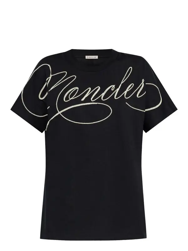 Moncler T-shirt With Embroidered Logo - Navy Blue