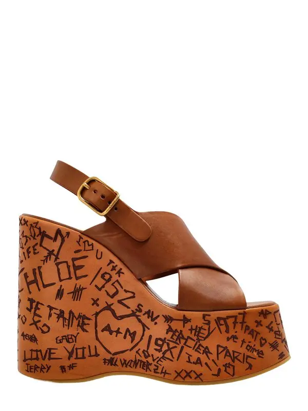 Chloé Maxime Wedge Sandals - Brown