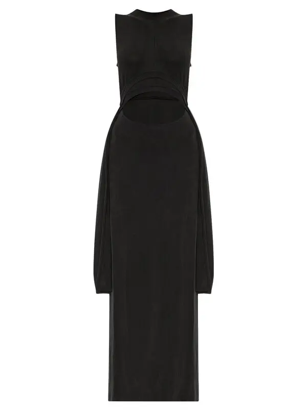 Balmain Ribbed Dress With Slit - Black
