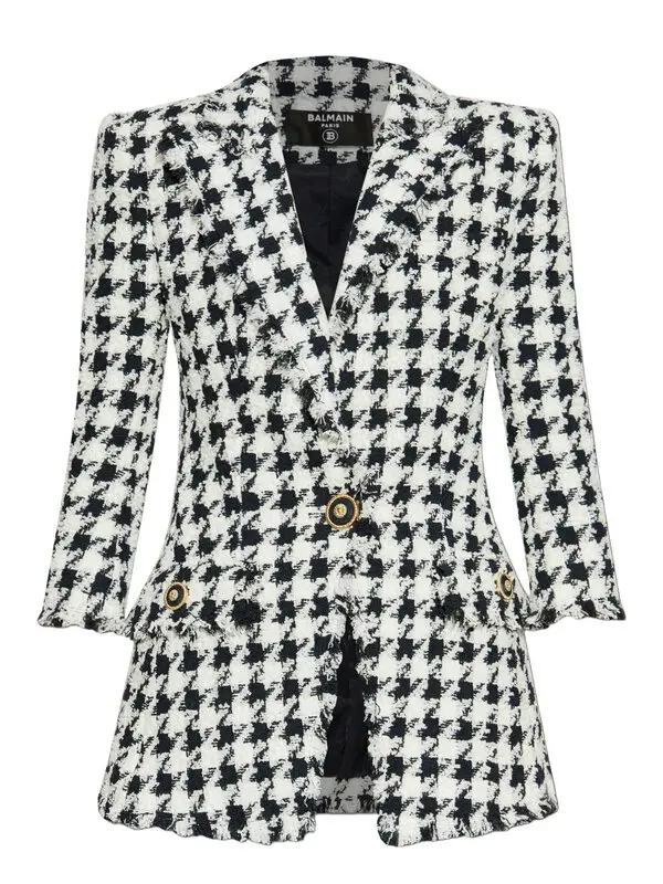 Balmain Houndstooth Tweed Blazer - White