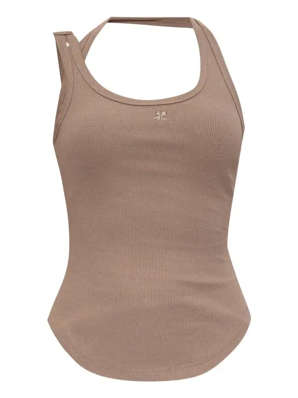 COURREGES Asymmetric Ribbed Top - Brown