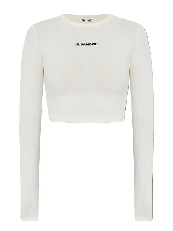 JIL SANDER Printed Logo Swim Top - Cream