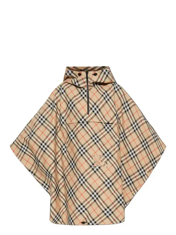 Burberry Checked Waterproof Poncho - Beige