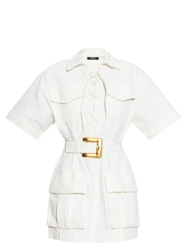 Balmain Vintage-effect Dress - White