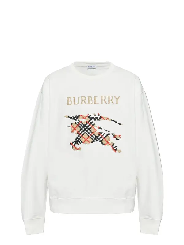 Burberry Logo-embroidered Cotton Sweatshirt - Cream