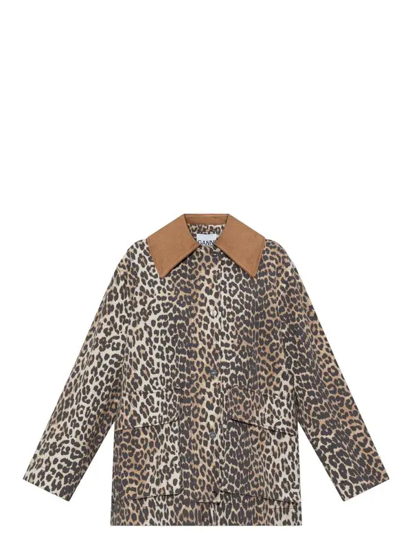 GANNI Animal Print Jacket - Beige