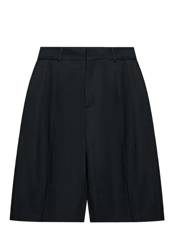 Balmain Wool Pleated Shorts - Black
