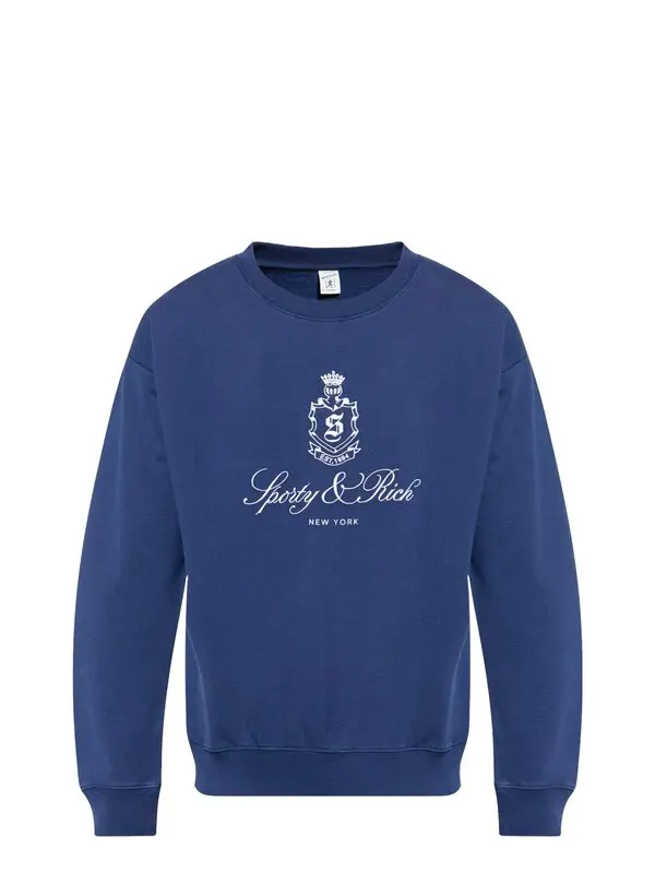 SPORTY & RICH Core Collection Logo Sweatshirt - Navy Blue