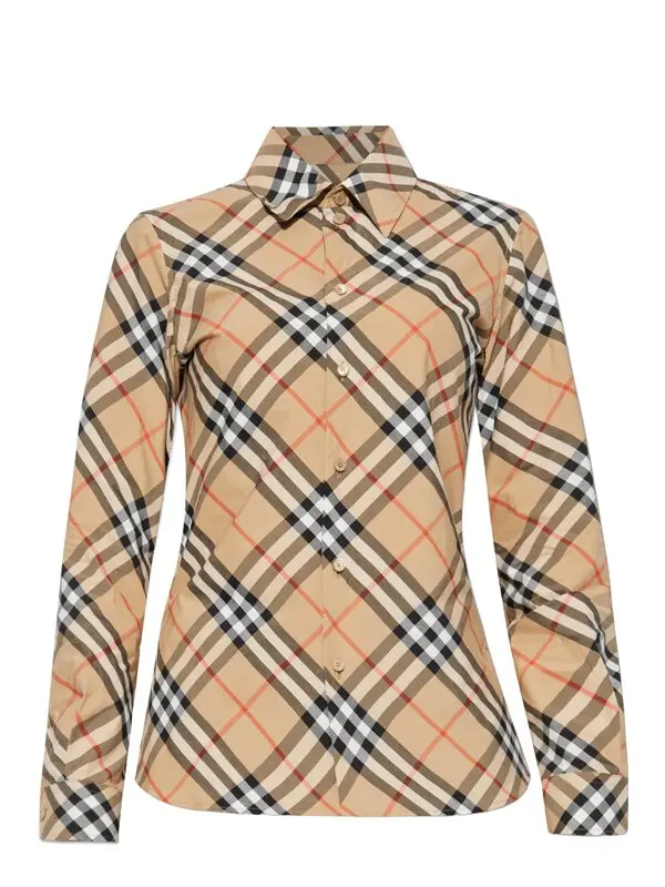 Burberry Checkered Cotton Shirt - Beige