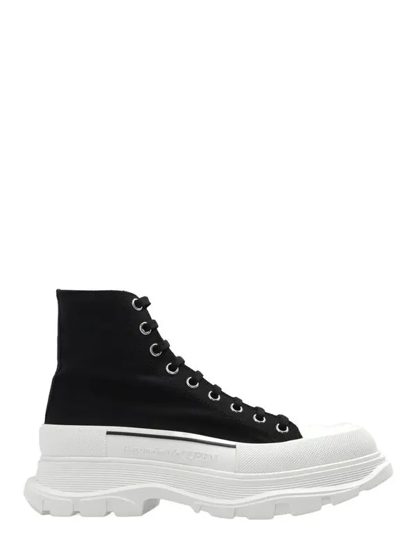 Alexander McQueen High-top Sneakers With Logo Print - Black