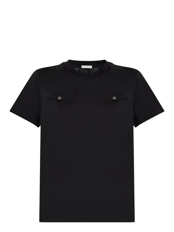 Moncler Cotton T-shirt With Decorative Pocket Details - Navy Blue