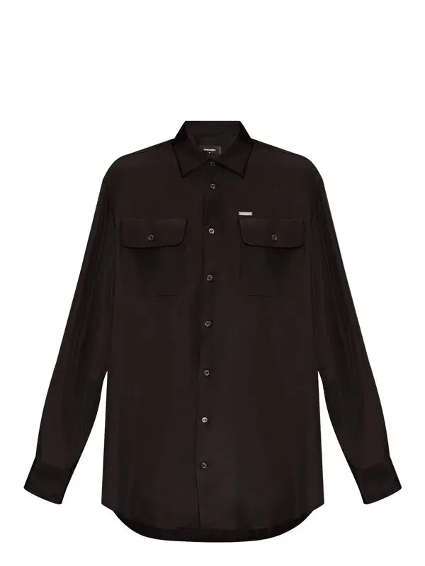 Dsquared2 Silk Shirt With Chest Pockets - Black