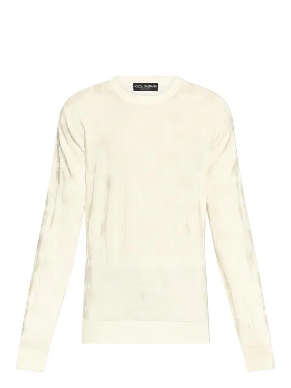 Dolce & Gabbana Monogram Silk Knit Sweater - Cream