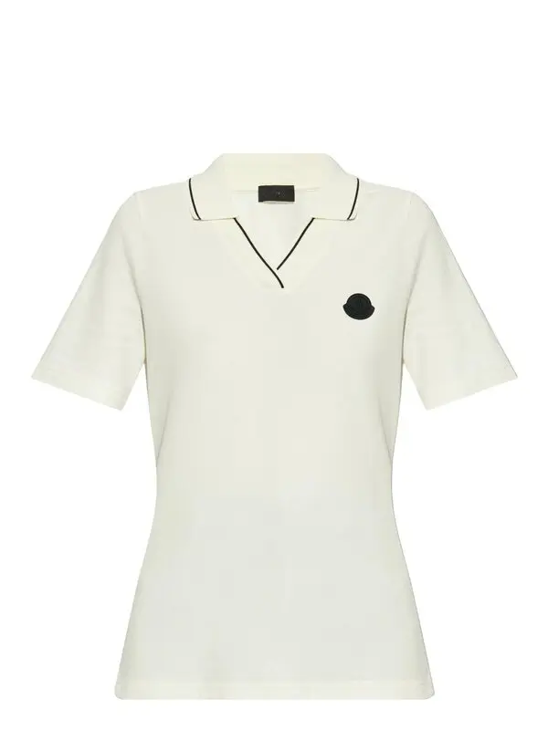 Moncler Polo With Logo - Cream