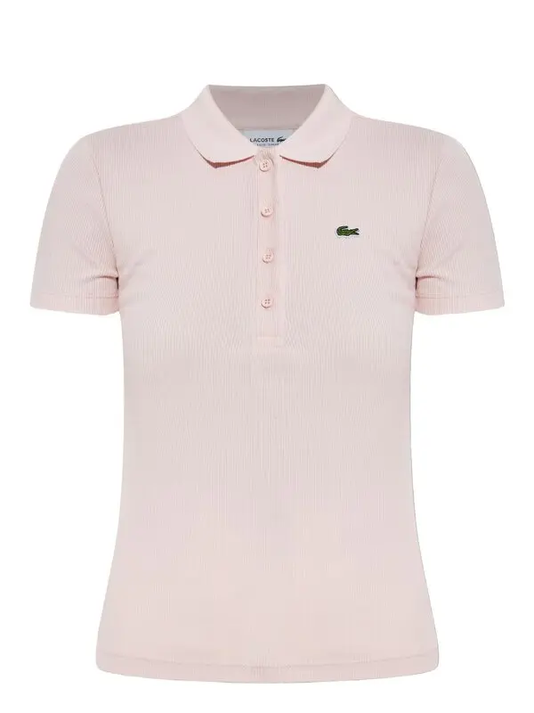 Lacoste Ribbed Polo Shirt With Logo Patch - Pink