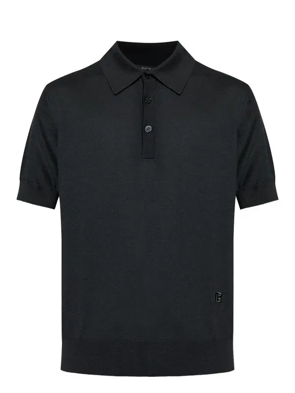 Balmain Polo With Embroidered Logo - Black