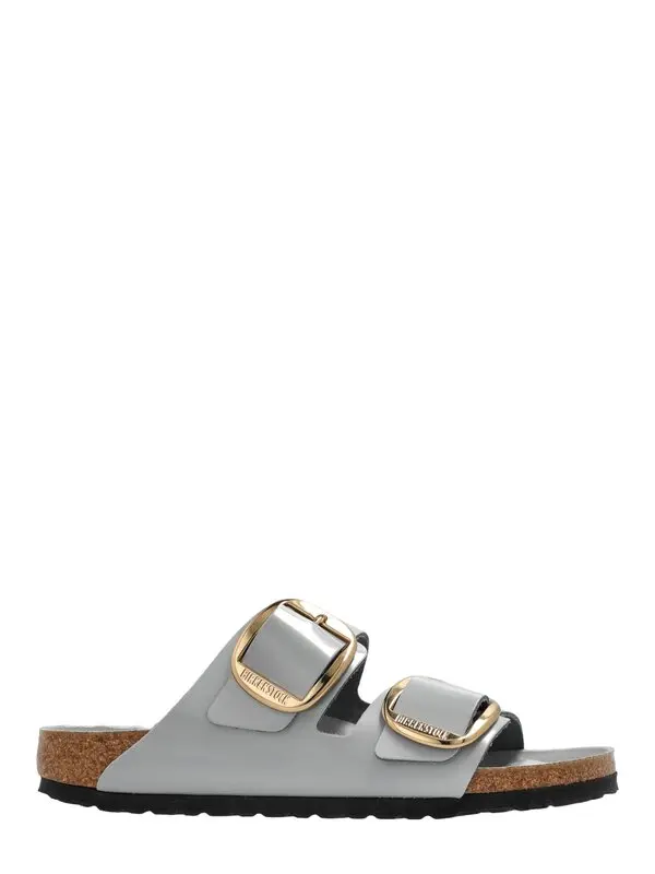 BIRKENSTOCK Arizona Big Buckle Leather Slides - Grey
