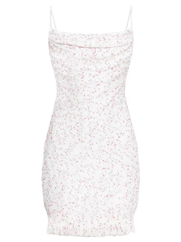Balmain Tweed Strap Dress - White