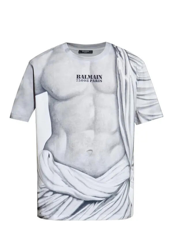 Balmain T-shirt With Print - Grey
