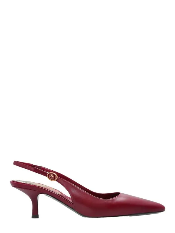 Burberry Leather Slingback Stiletto Heels - Burgundy