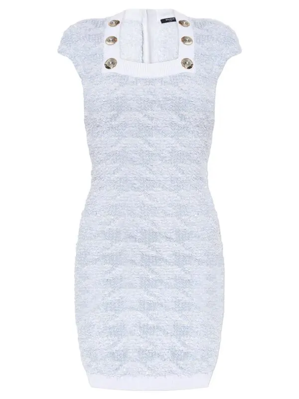 Balmain Tweed Dress With Lurex Thread - Light Blue