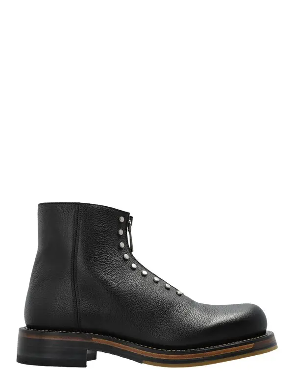 Alexander McQueen Leather Ankle Boots With Studs - Black