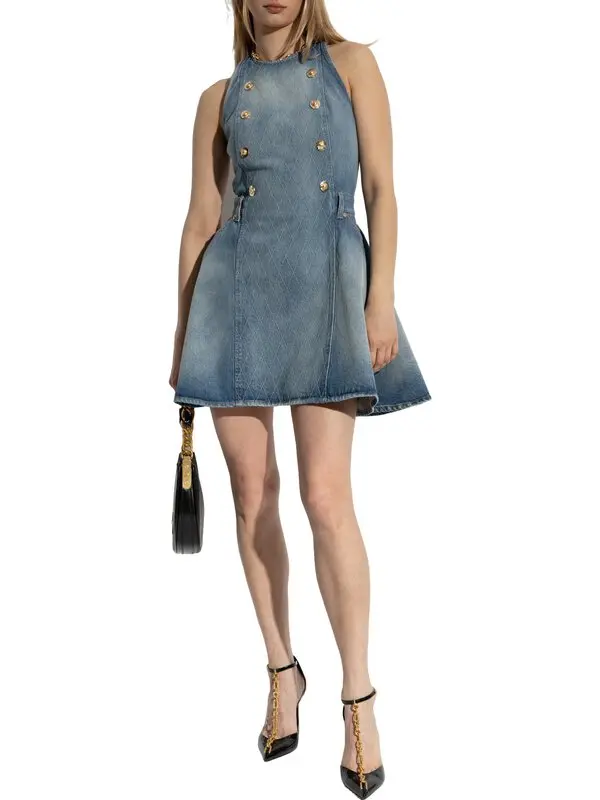 Balmain Sleeveless Denim Dress - Blue