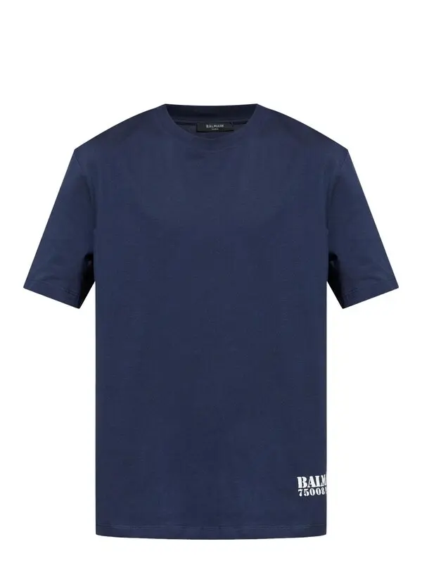 Balmain T-shirt With Printed Logo - Navy Blue