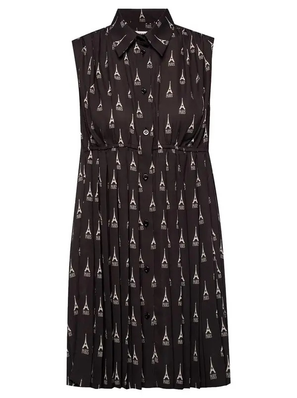 Balenciaga Patterned Sleeveless Dress - Black