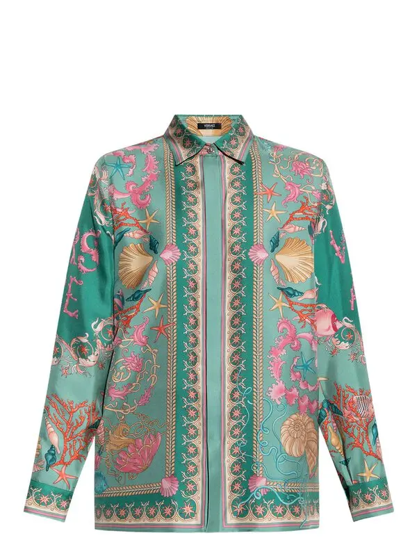 Versace Underwater Barocco Silk Shirt - Green