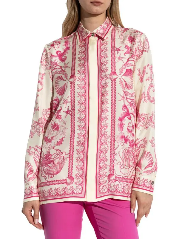 Versace Silk Shirt With Underwater Barocco Print - Pink